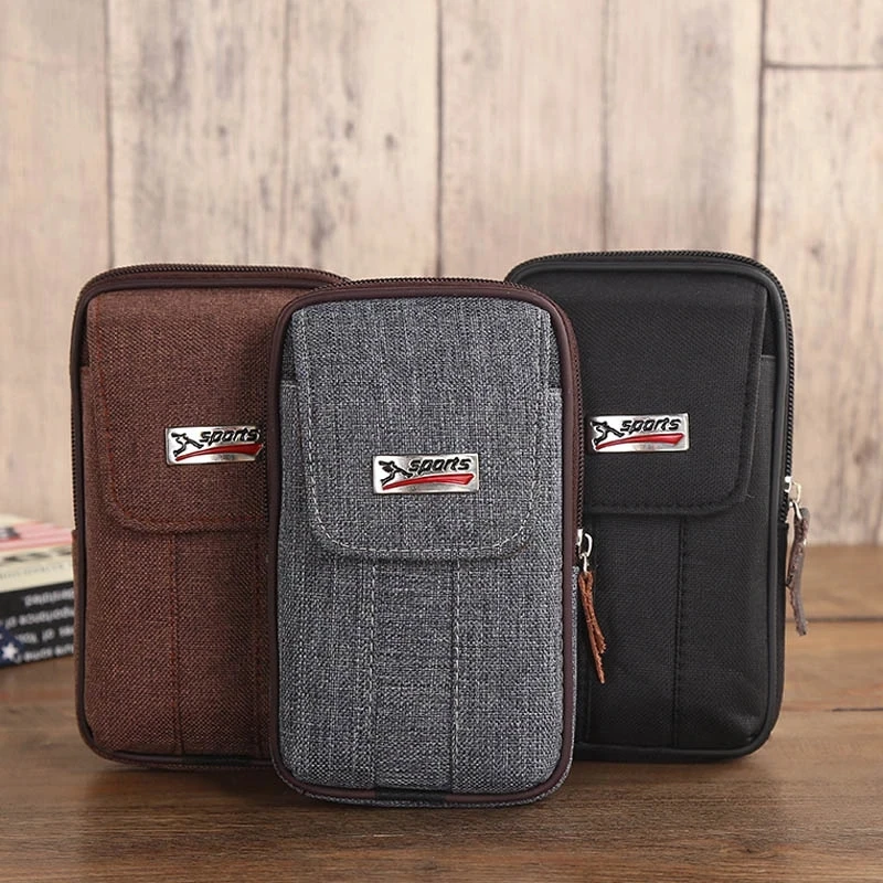 2021 Denim Canvas Mobile Phone Bag Belt Clip Bag Is Suitable For Apple ...