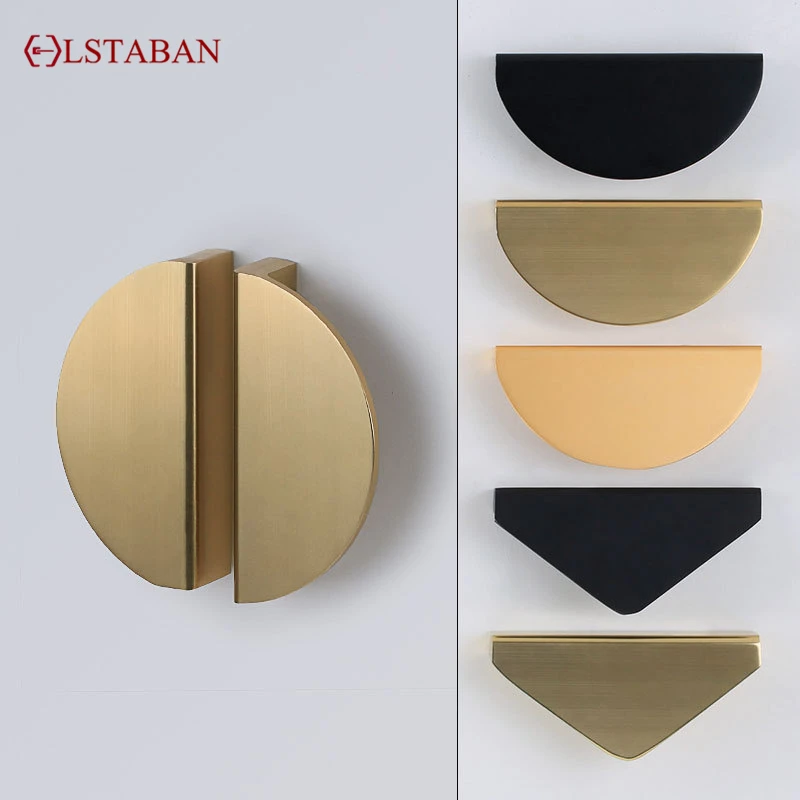 LSTABAN Modern American Semicircle Golden Embedded Cabinet Handle ...