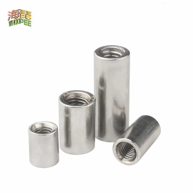 2/10pcs M3 M4 M5 M6 M8 M10 304 Stainless Steel Extend Long Lengthen Round Coupling Nut Connector ...