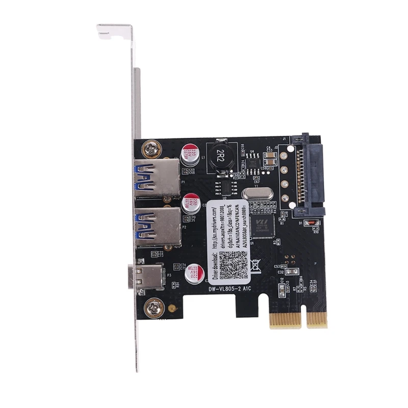 H052 PCIE PCI Express to USB 3.1 Type C 2 Port USB 3.0 Type A Riser ...