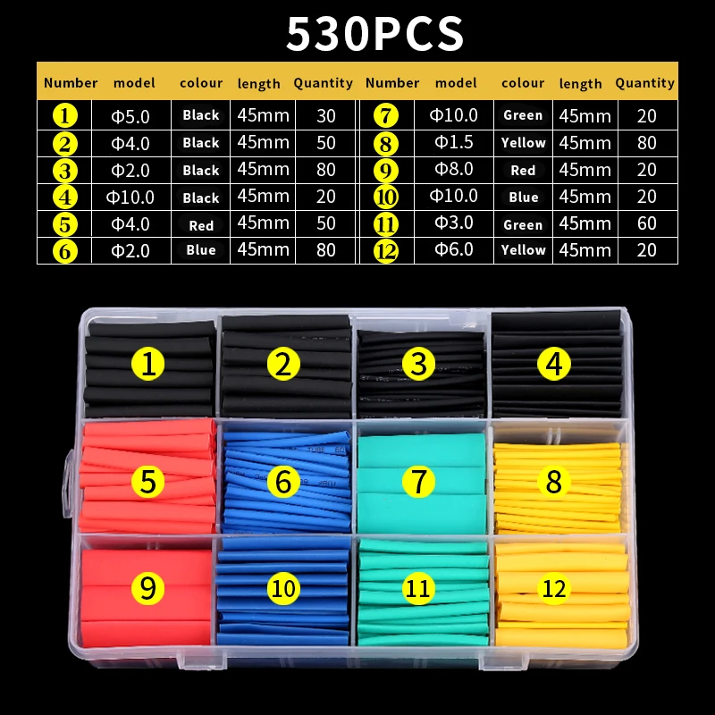 Tube thermorétractable,Kit de gaine thermorétractable pour câble ...