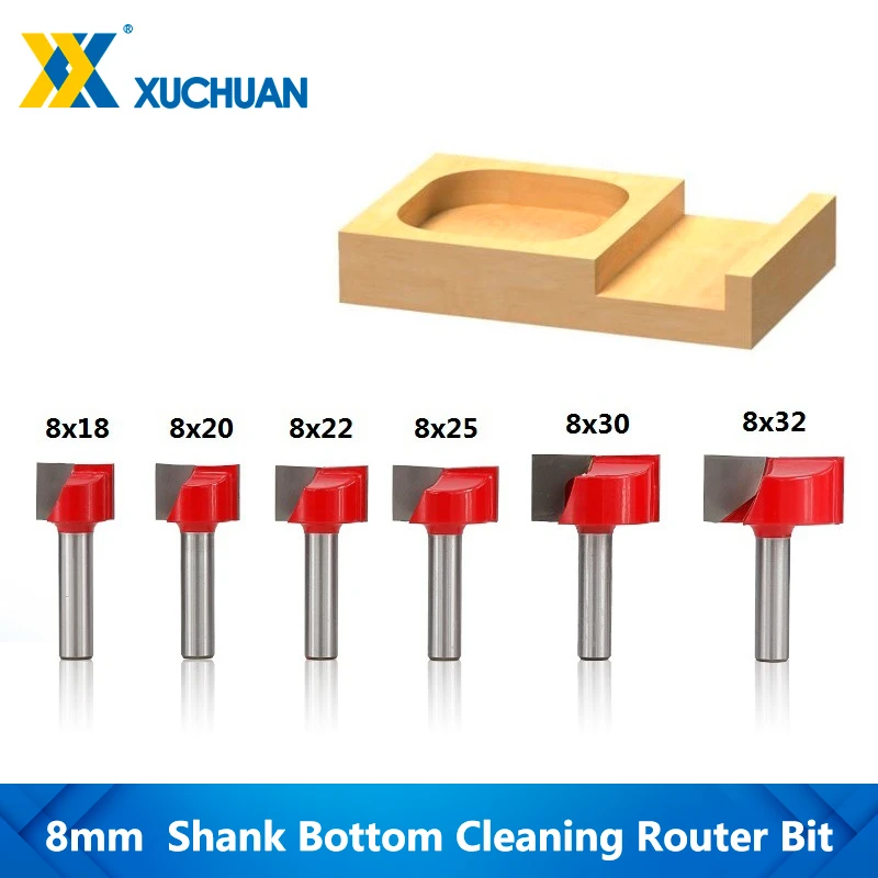1pc 8mm Shank 18/20/22/25/30/32mm Bottom Cleaning Router Bit Carbide ...