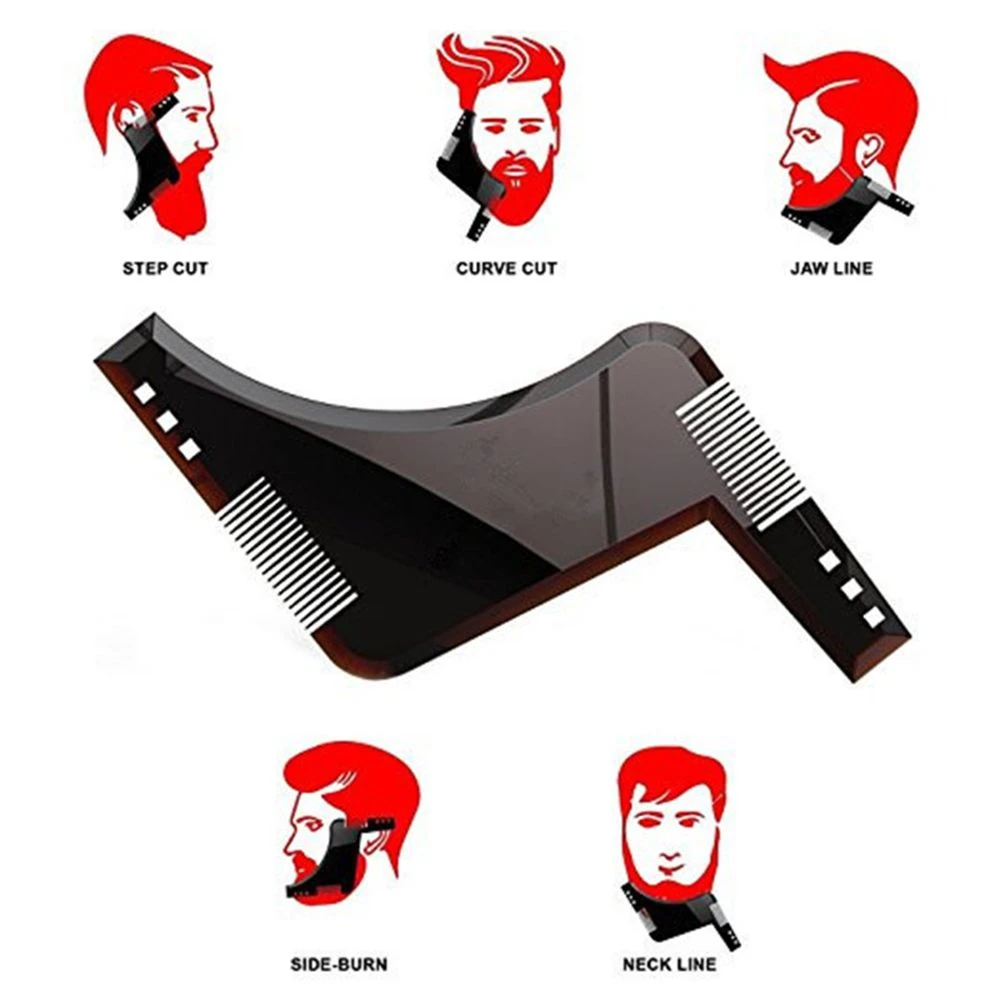 Hot 1pcs High Quality Beard Shaping Styling Template Plus Beard Comb All-in-one Tool Abs Comb ...