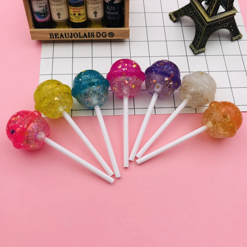 10pcs Resin New Hot Selling Colorful Glitter Round Lollipop for Crafts ...