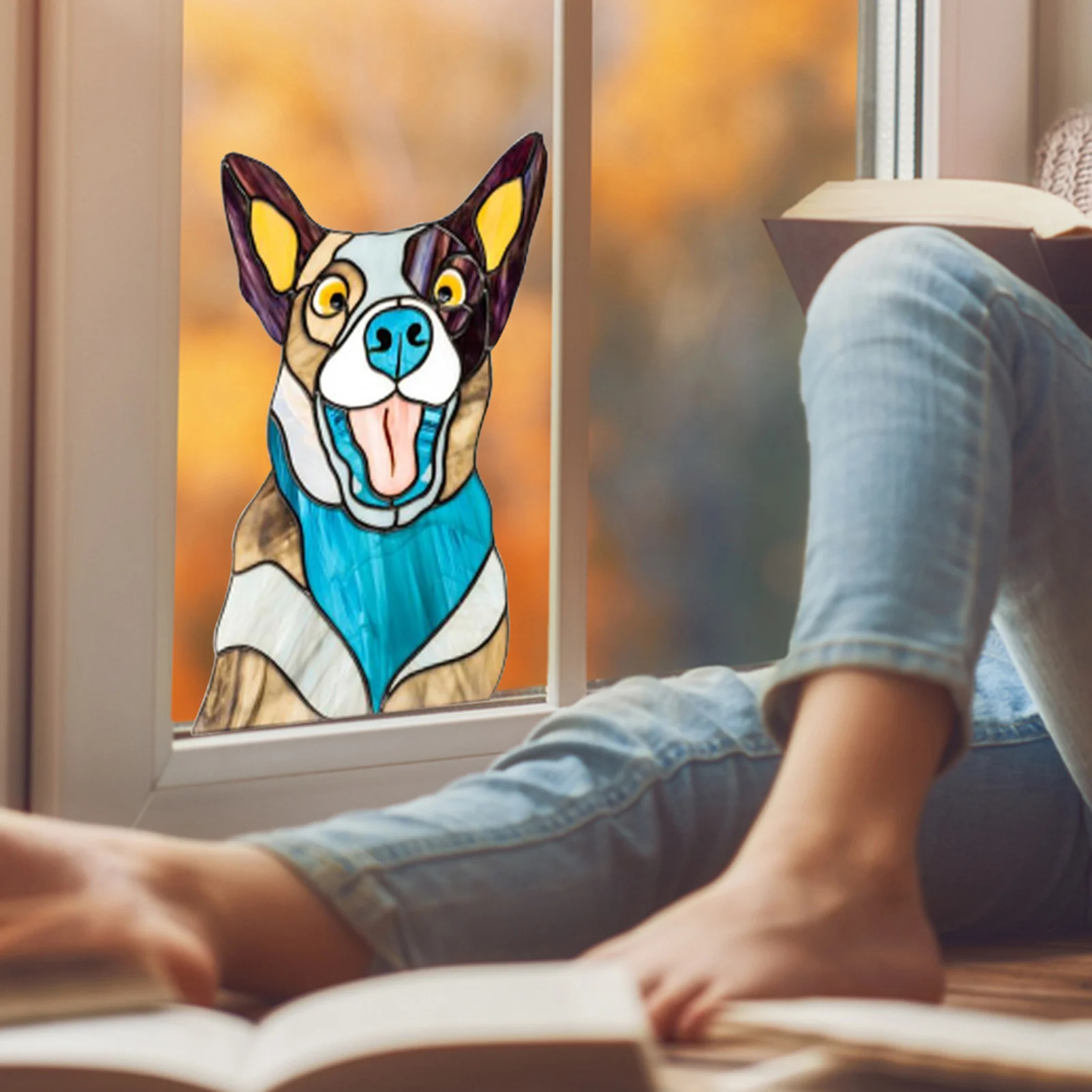 Dog stained glass suncatcher Window hanging puppy decoration Dog ...