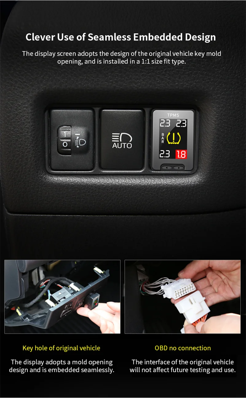TPMS 타이어 디지털 LCD 디스플레이 자동 경보, 타이어 압력 모니터 시스템, Toyota Fortuner 2016 2022 ...