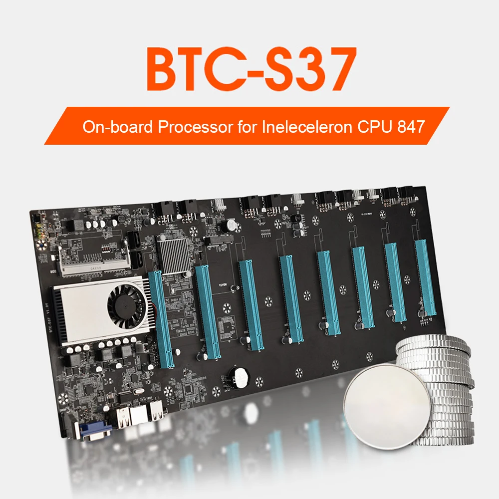 BTC-S37-Mining-Motherboard-CPU-Set-8-Miner-Video-Card-Slot-Memory ...
