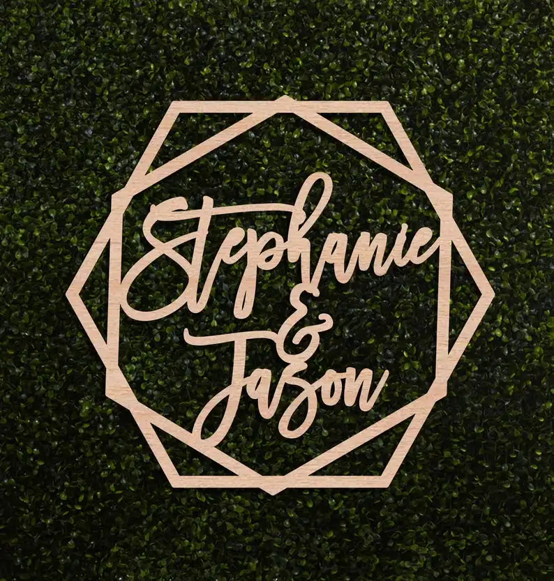 Geometric-Wedding-Decor-First-Names-Sign-Hexagon-Name-Sign-Custom-Name ...