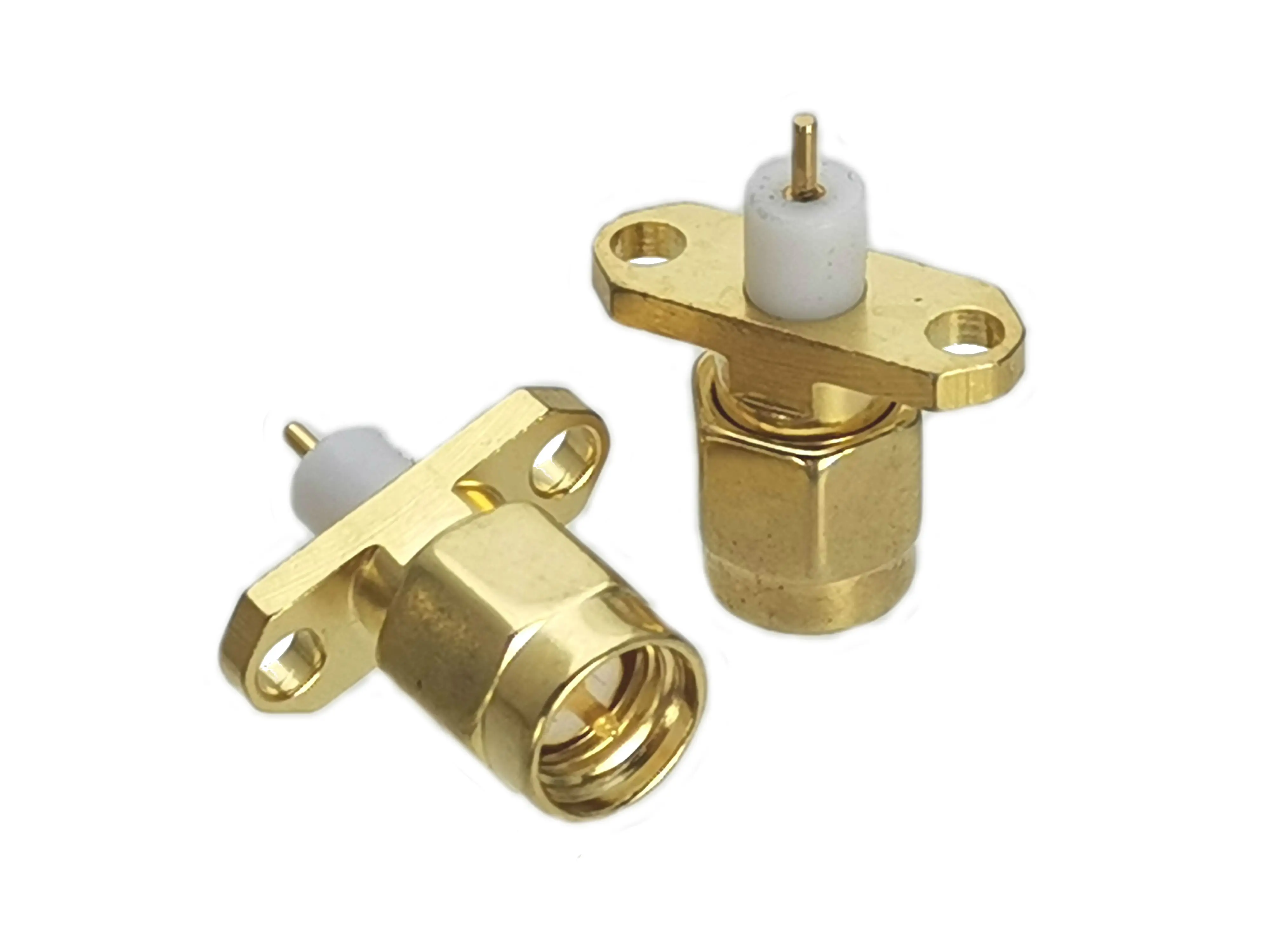 1Pcs-Connector-SMA-Male-Plug-2-Holes-Flange-Solder-PTFE-Panel-Mount-RF ...