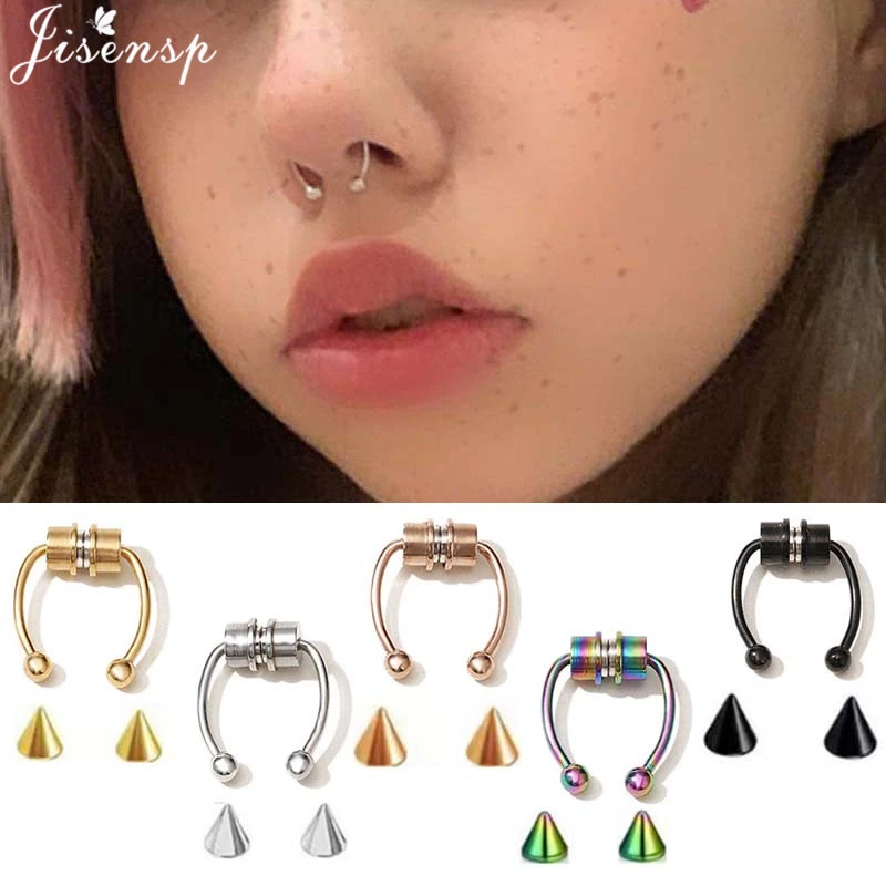 Stainless Steel Fake Nose Ring | Fake Magnetic Septum Piercing - 1pc ...