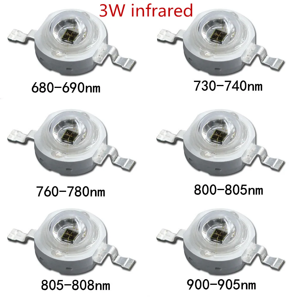 적외선 LED IR LED 3W IR 어레이 적외선 램프, 680nm 730nm 760nm 800nm 900nm, 보안 카메라 ...
