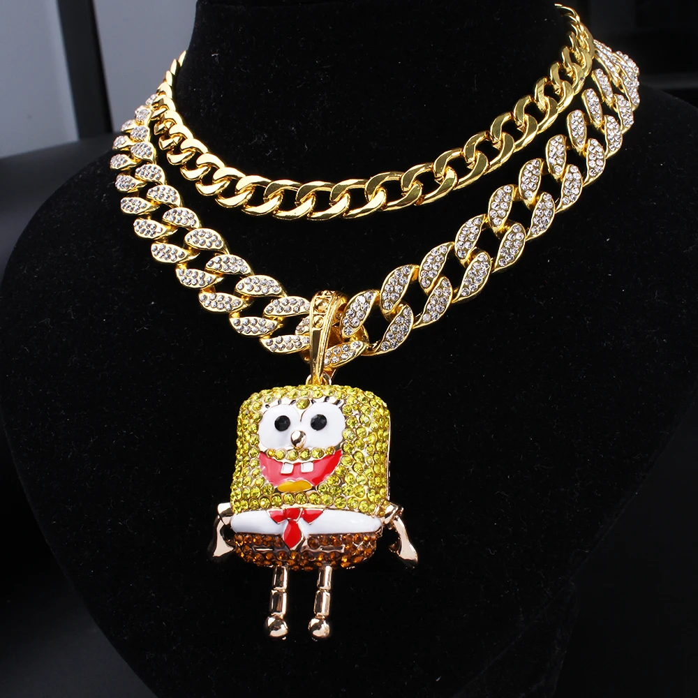 Hip-Hop-Gold-Cartoons-Pendant-18-Full-Iced-Out-CZ-Miami-Cuban-Chain-1 ...