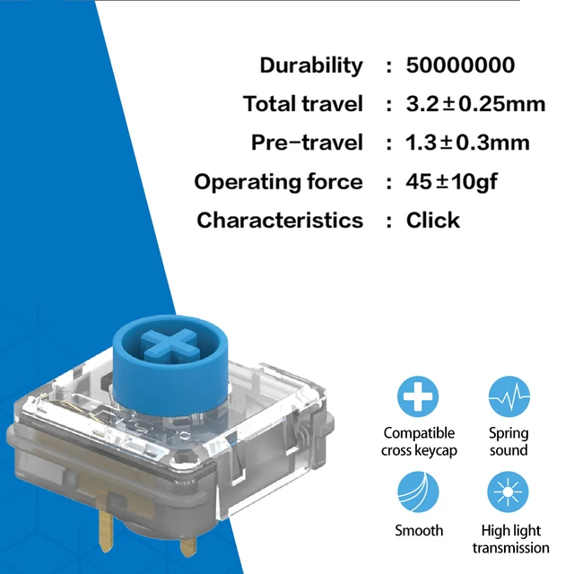 TTC KS32 Low Profile Switches for Mechanical Keyboard Click Linear Blue ...