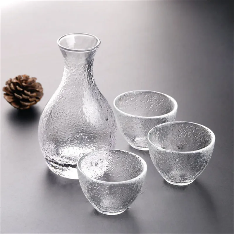 4PCS Japan Sake Set Wine Bottle Hip Flasks Liquor Sake Pot Cup Glass ...