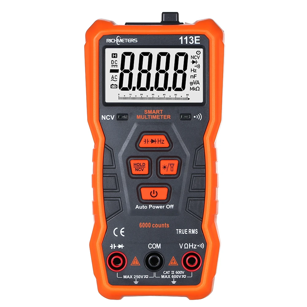 Richmeters RM113E Professionele Digitale Ncv Multimeter 6000 Telt Ac/Dc ...