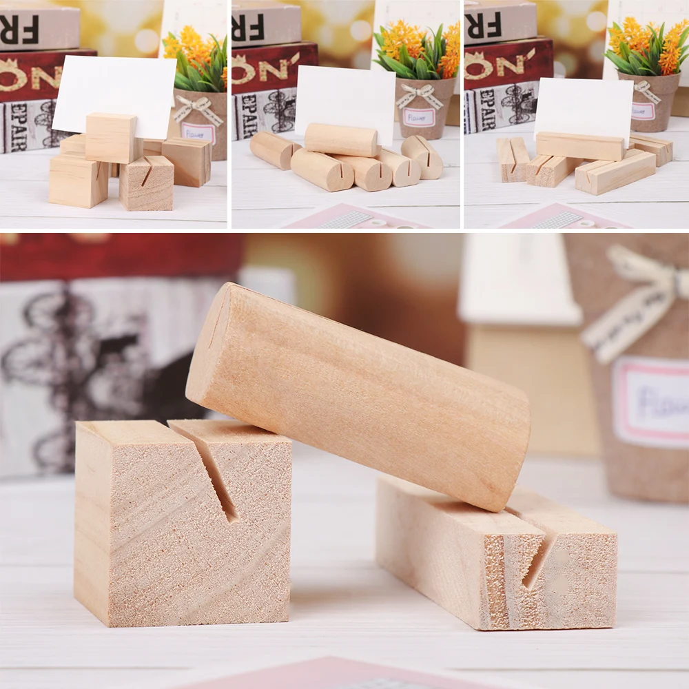 Natural Wood Notes Clips Photo Holder Paper Clamp Stand Table Numbers ...