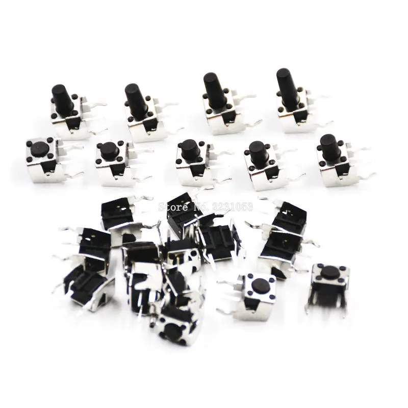 6x6x4.3 -Bouton poussoir Tactile momentané,50 pièces,interrupteur à ...
