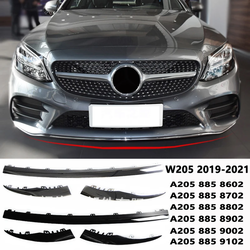 Front Bumper Lip Spoiler Chrome Chromium Trim For Mercedes Benz C Class ...