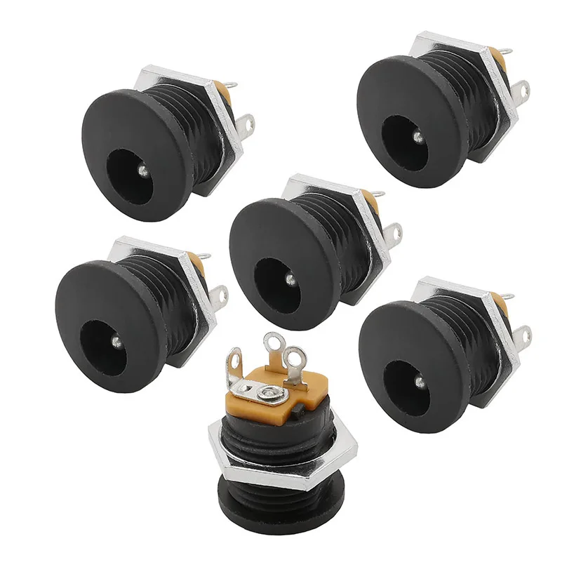 DC Power Jack Female Connector 3 Pin with Nut 5.5mm x 2.1mm