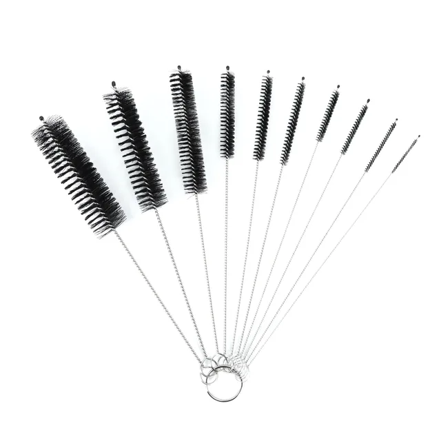 10Pcs Set Stainless Soft Hair Suction Glass Tube Cleaner Brushes Nylon ...