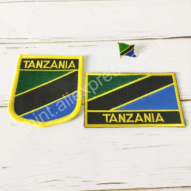Tanzania National Flag Embroidery Patches Badge Shield And Square Shape ...