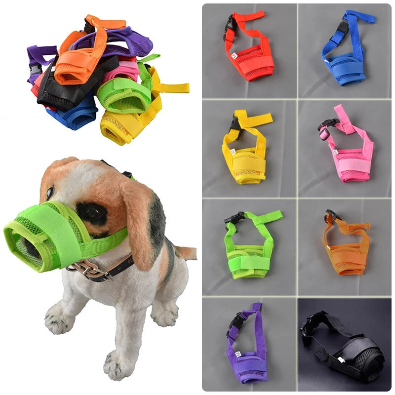 Pet Dog Muzzle For Small Large Dogs Mask Adjustable Mask Bark Bite Mesh ...