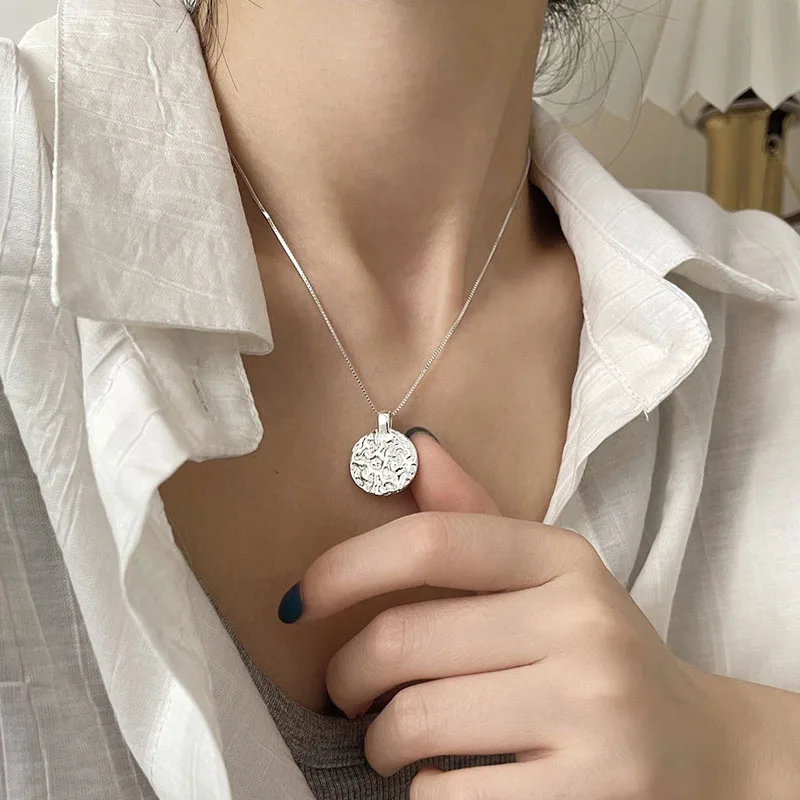 Popular-925-Sterling-Silver-Sparkling-Round-Necklace-For-Women-Fine ...