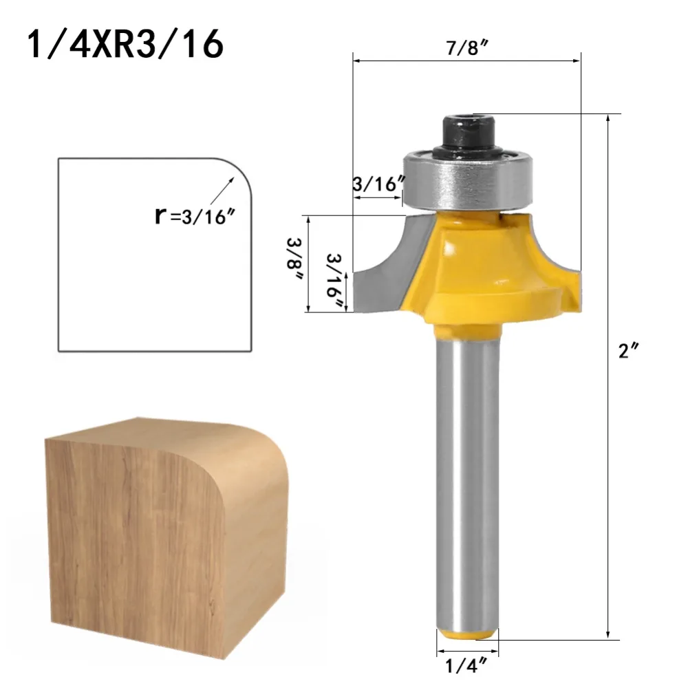 Generic 14" 8mm 6mm Shank Over Edging Router Bit Radius 18" 14" 12 ...