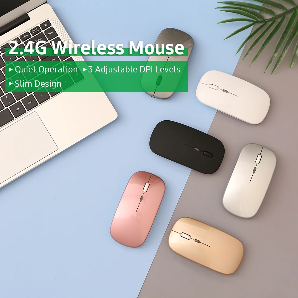2.4G USB Wireless Mouse Rechargeable mice Less Noise 3 Adjustable DPI 7 ...