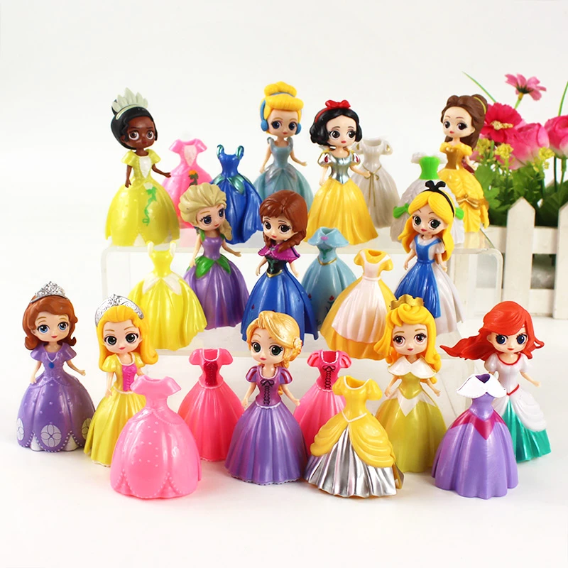 24pcs/set 5-8cm Disney Princess Figure Toys Snow White Sofia Belle ...