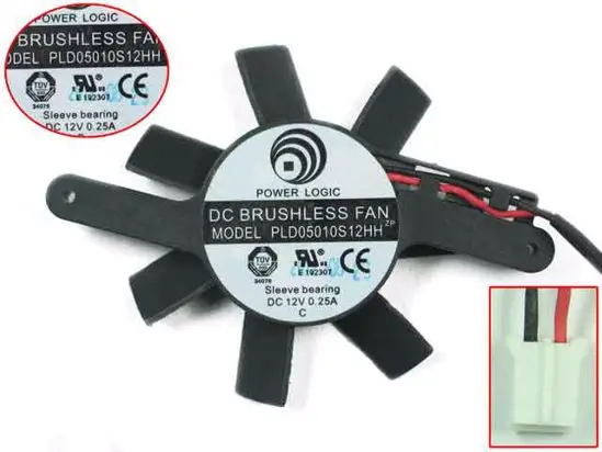 POWER LOGIC PLD05010S12HH DC 12V 0,25 A 2 Draht Server Lüfter|round fan ...