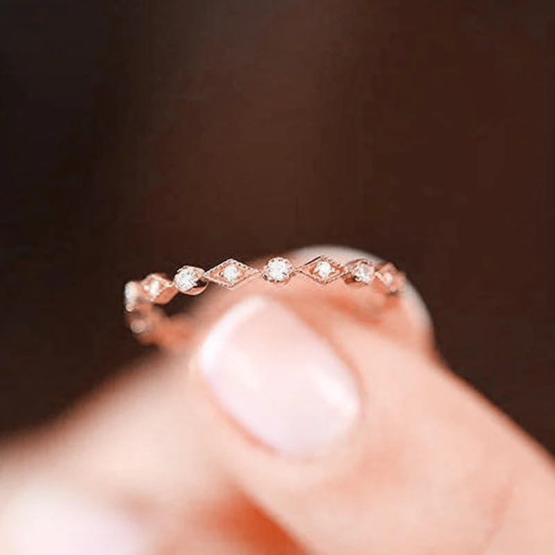 Trendy-Thin-Rings-For-Women-Retro-Wave-Dainty-Ring-Rose-Gold-Color ...