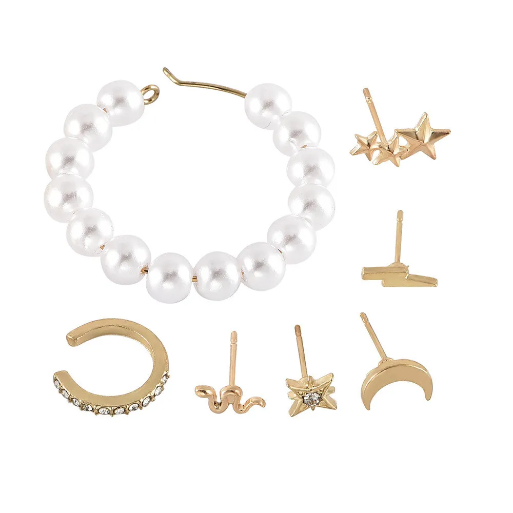 MLING 7 шт./компл. Винтаж золотистые серьги с кристаллами в богемном ...