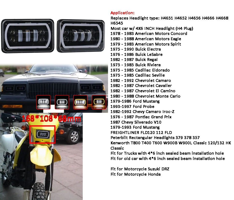 4x6 Led Headlight Suzuki Drz | Led Motorcycle Headlight Drz - 4x6 Led ...