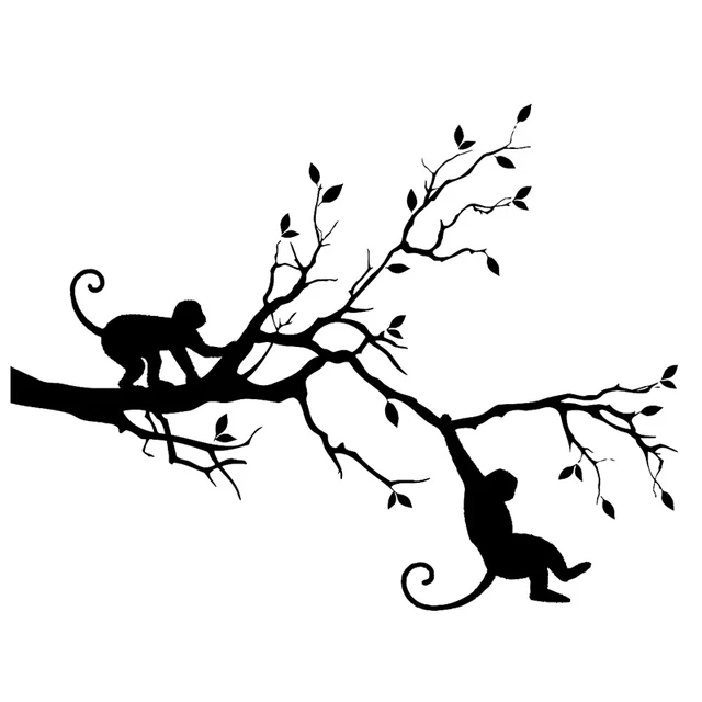 Monkey On Tree Drawing