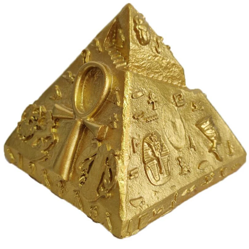 Gold-Egyptian-Pyramids-Building-Model-Resin-Ornament-Interesting-Three ...