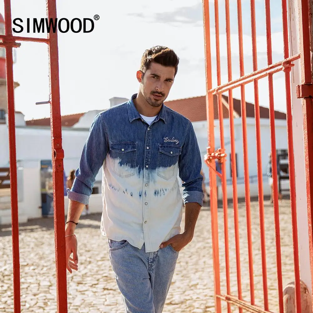 SIMWOOD-2022-Spring-summer-new-tie-dyed-denim-shirts-men-fashion ...