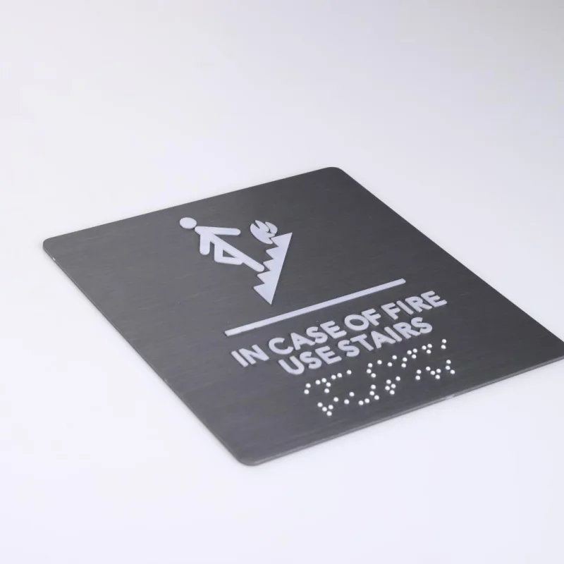 Customized-Stair-Exit-Stainless-Steel-Sign-ADA-Braille-Tactile-Elevator ...