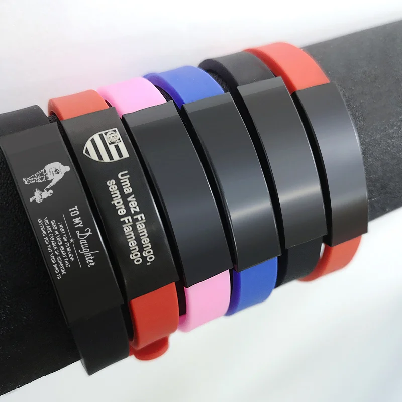 Personalized Rubber Silicone Bracelet ID Bracelet Bangle Adjustable ...