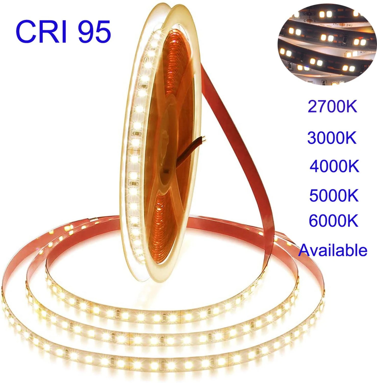 2020 New 5m 5years Guarantee White High Cri 95 Led Strip Light Dc 12v ...