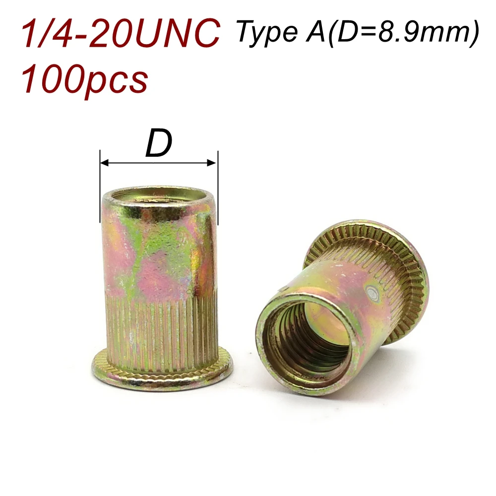 1/4-20unc 100pcs/lot Amercian Standard Inch Thread Rivet Nut Insert Nut ...