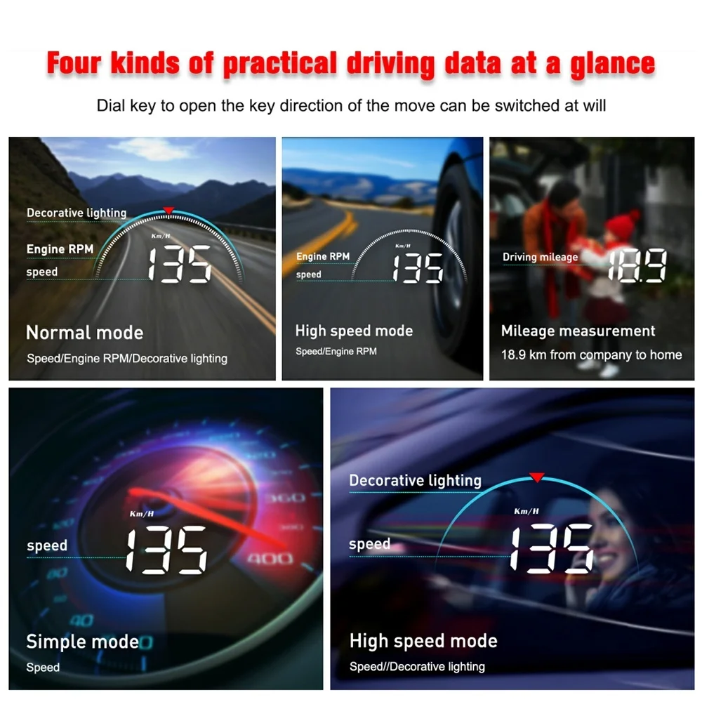 M8 Car HUD Head-up Display OBD2 II Overspeed Warning System Projector ...