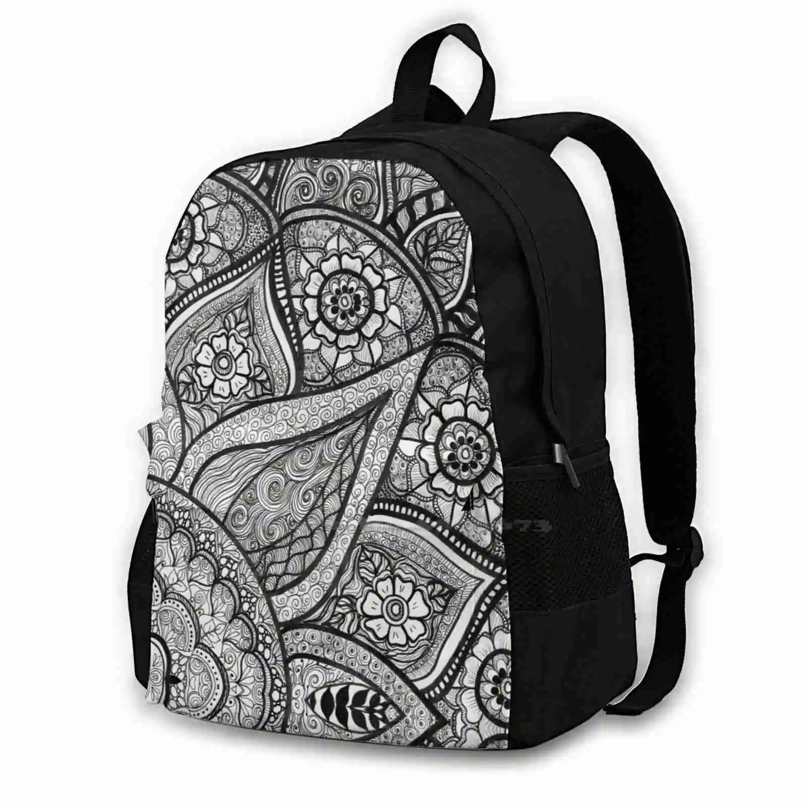 Zentangle-Mandala-Design-Large-Capacity-Fashion-Backpack-Laptop-Travel ...