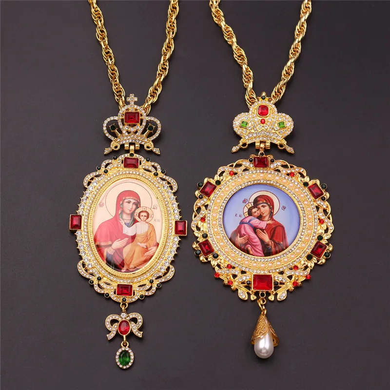 Orthodox Cross Jesus Crucifix Pendant Virgin Mary Religious Jewelry ...