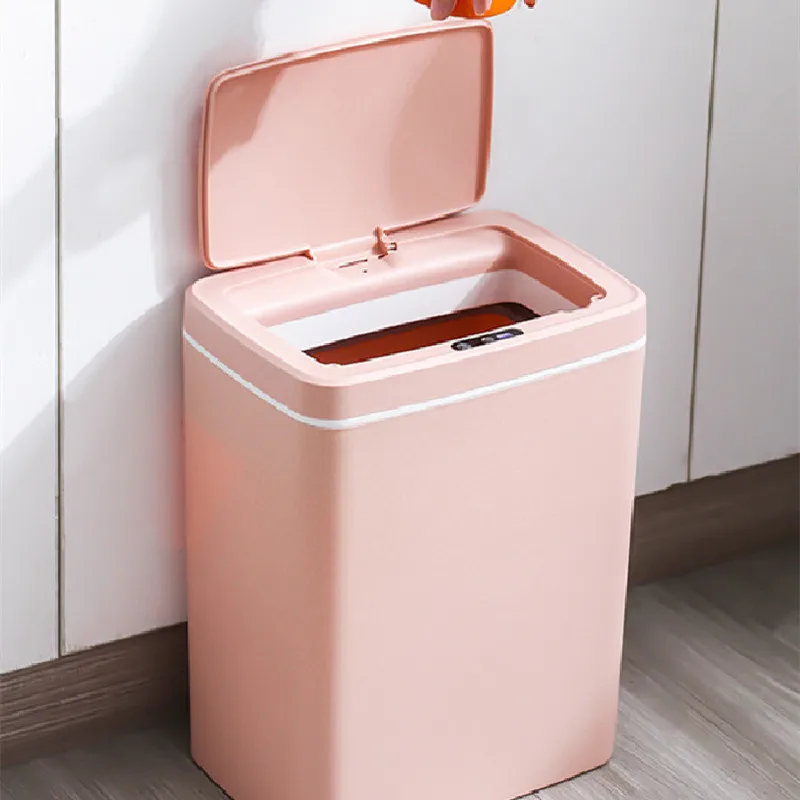Smart-Pink-Trash-Can-Cute-Automatic-Toilet-Garbage-Trash-Can-Office ...