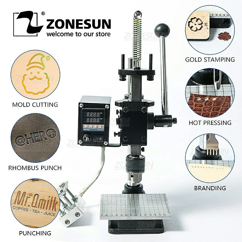 Zonesun Multi function Hot Foil Stamping Machine Leather Cutting Die Rhombus Punching Tools Heat ...