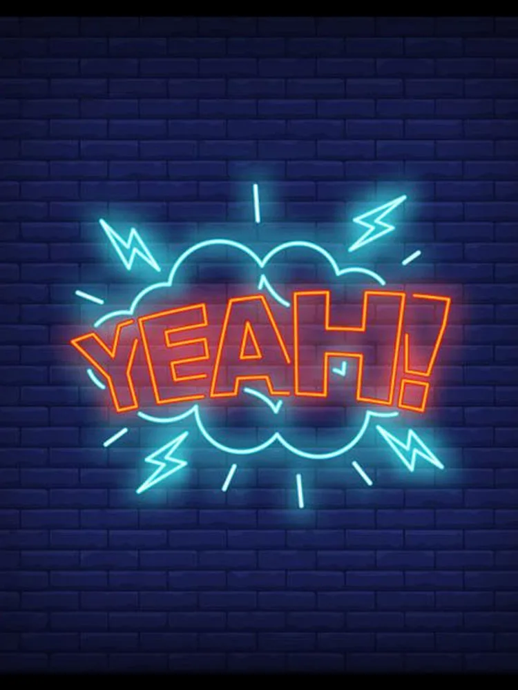 Neon Sign pow Yeah Real Glass Tubes Neon Light Sign Lamp Hello Sign ...