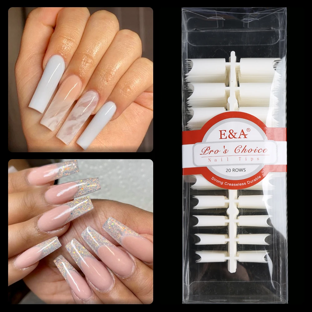 Square Fake Nail Tips Half Cover ABS Salon White French Finger False ...