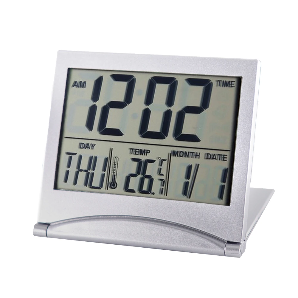 Folding Lcd Digital Alarm Clock Desk Table Weather Station Desk ...