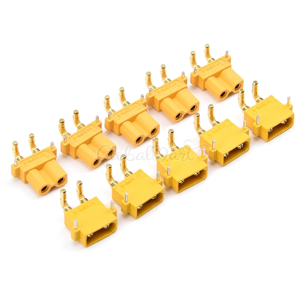 5 Pairs Amass XT30PW ESC Motor PCB board plug Banana Golden XT30 Upgrade Right Angle Plug ...